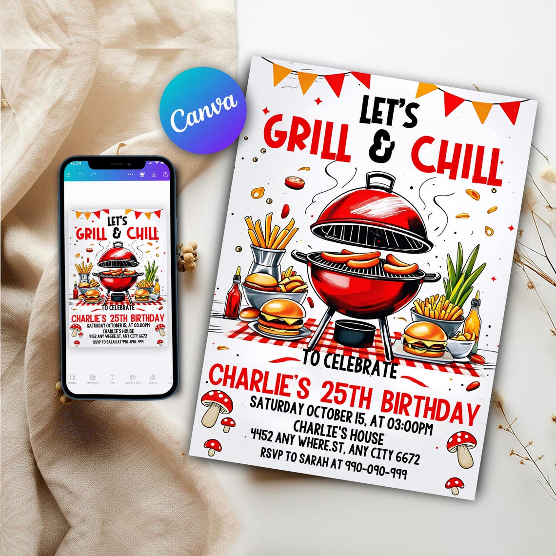 BBQ Chill and Grill Birthday Invitation, Animated BBQ Party Invite ...