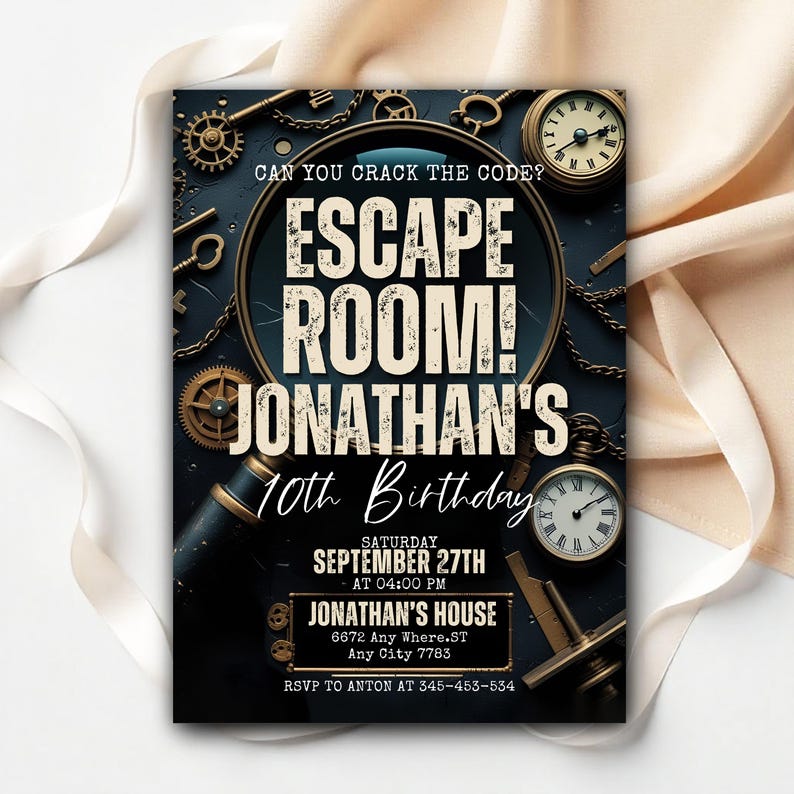 Escape Room Birthday Invitation Girl, Printable Escape Room Invitation ...