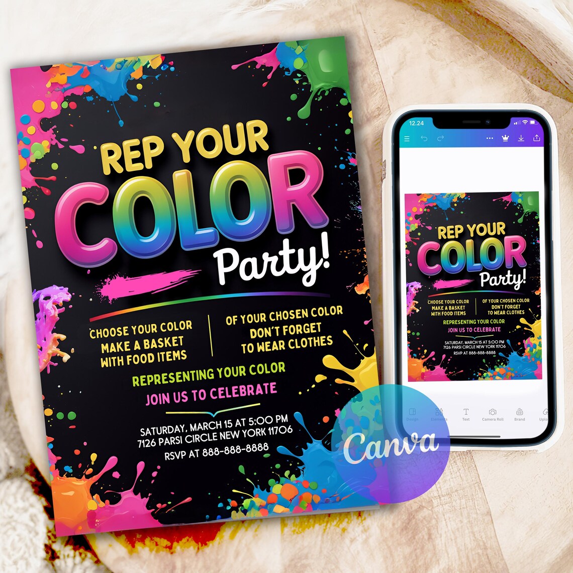 Colour Party, Rainbow Invite, Coloring Invite, Colorful Party ...