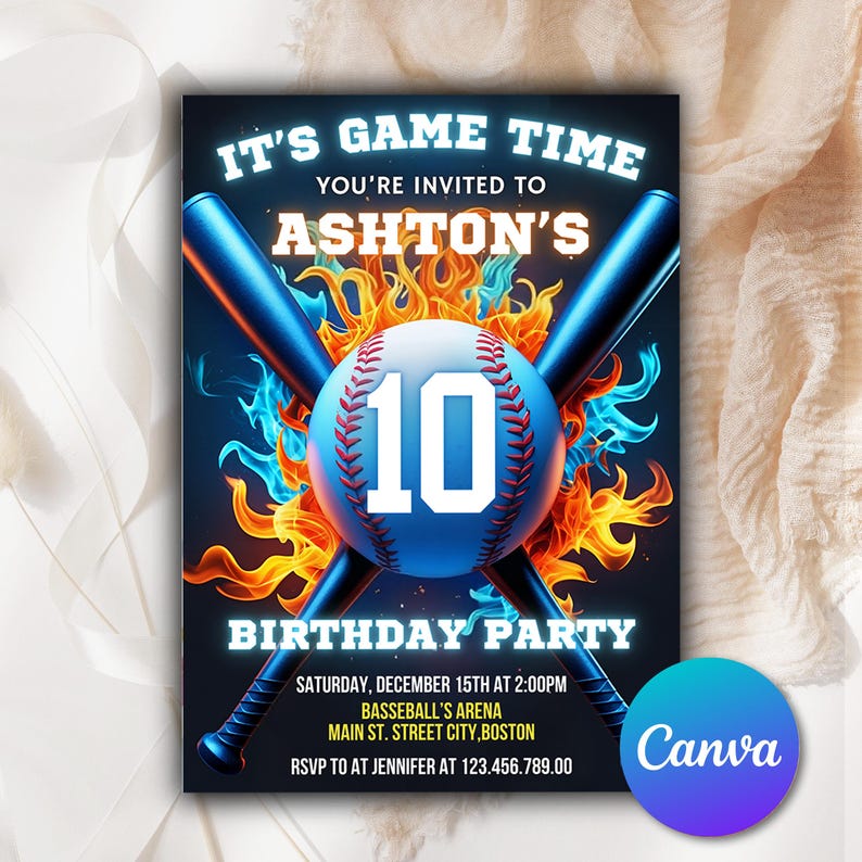 Baseball Birthday Party Invitation, Swing on Over, Rookie of the Year ...