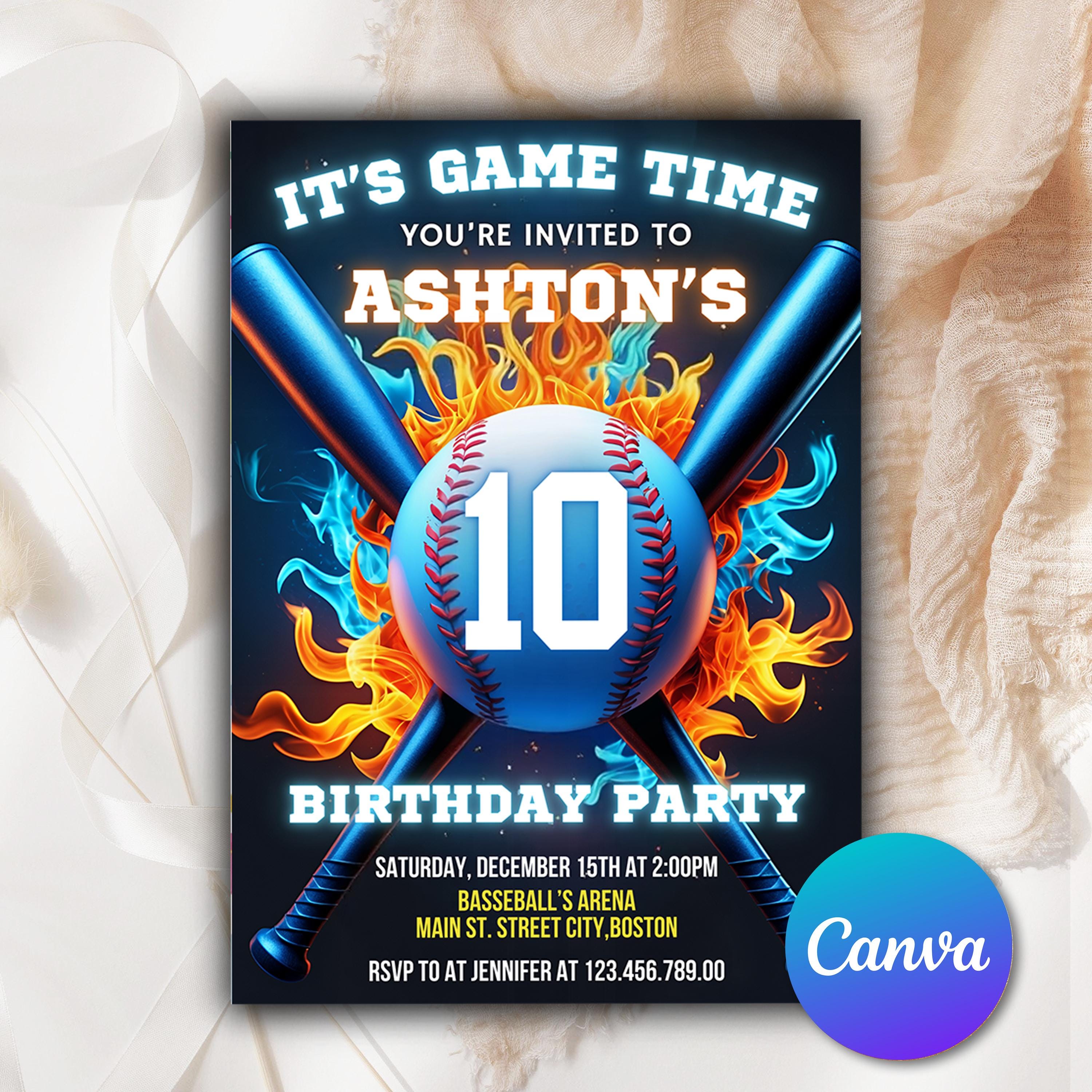 Baseball Birthday Party Invitation, Swing on Over, Rookie of the Year ...
