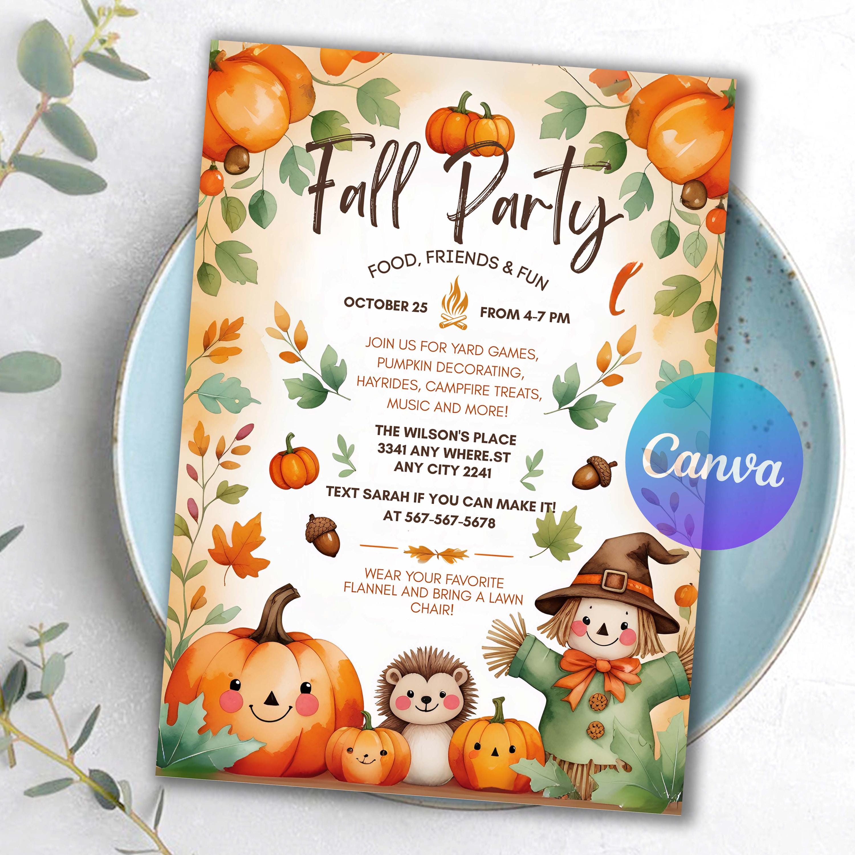 Fall Festival Invitation: Pumpkins, Harvest Party, Church Event (canva ...