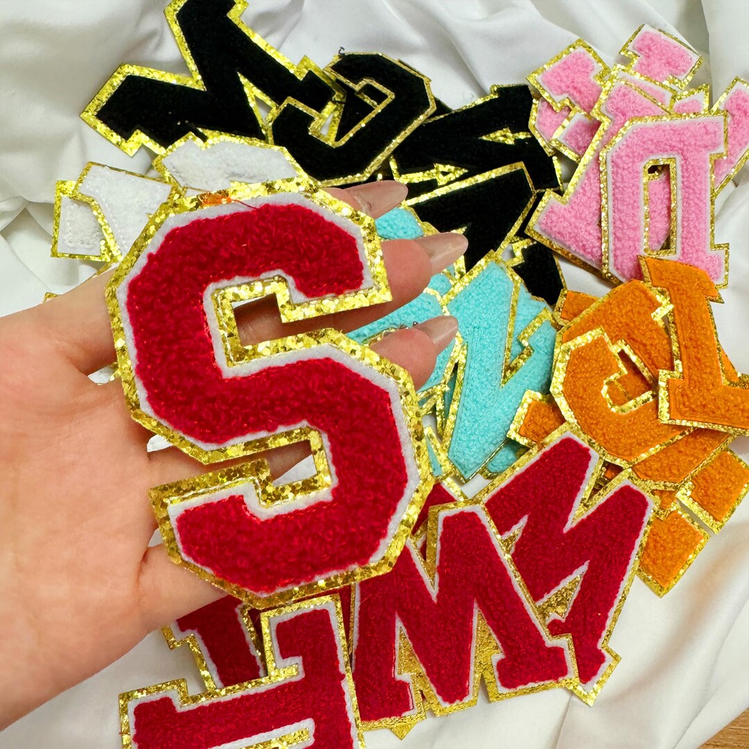 Gold Trim Chenille Letter Patches – Iron-on Varsity Letters for DIY ...