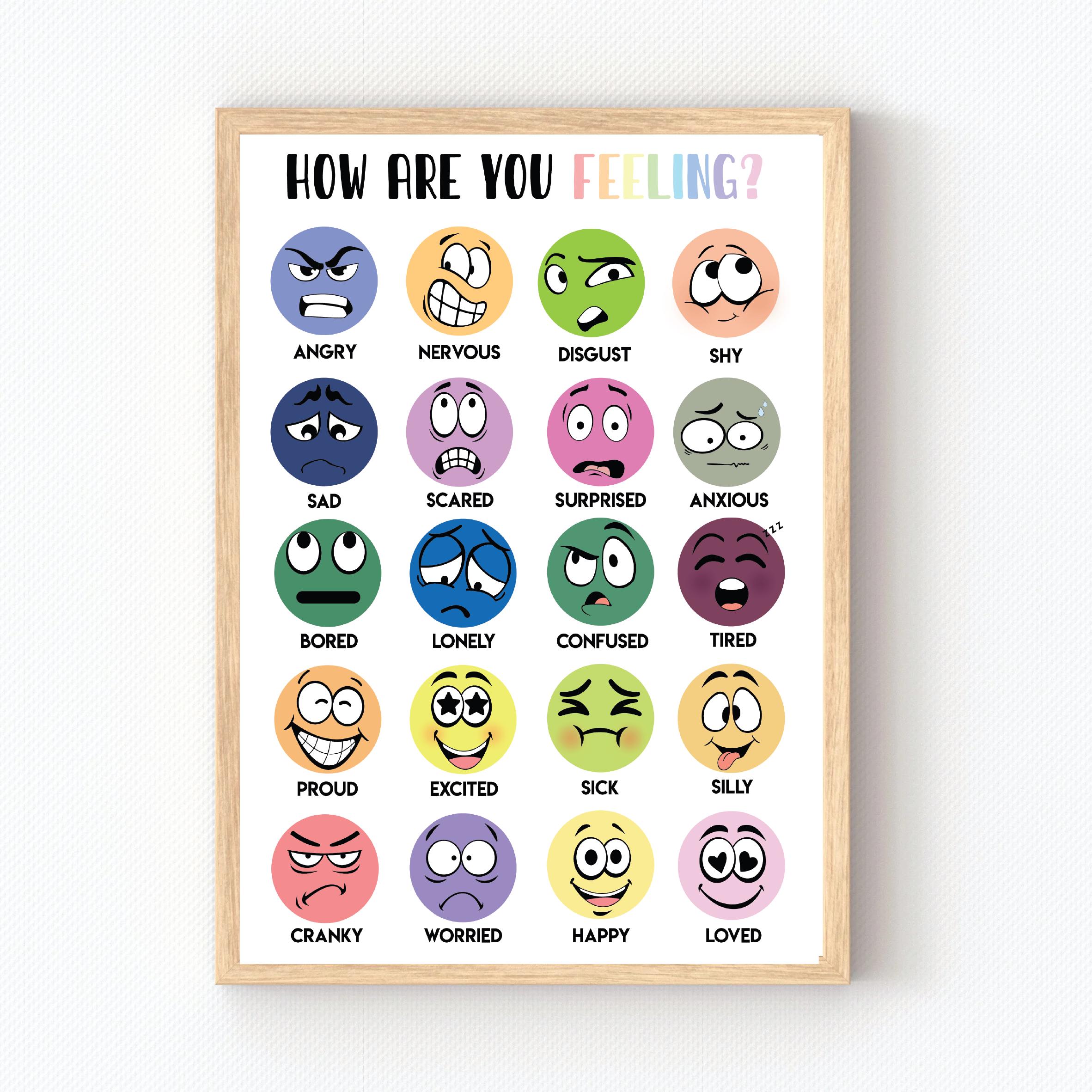 Feelings Chart Emotions Poster Feelings Poster Toddler Emotional ...