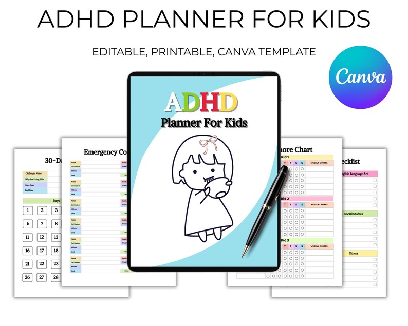 2025 ADHD Planner for Kids | Printable Weekly & Daily Organizer ...