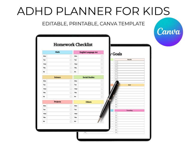 2025 ADHD Planner for Kids | Printable Weekly & Daily Organizer ...