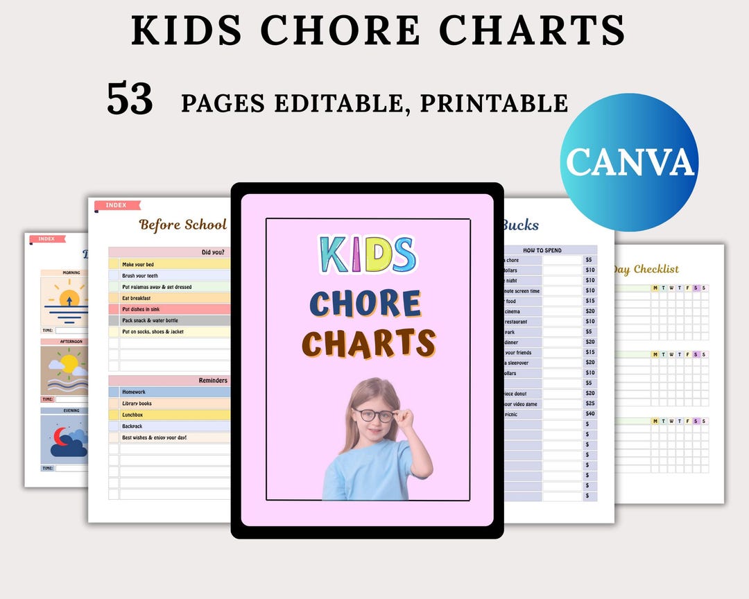 Personalized Kids Chore Charts | Fun & Interactive Tracking for Rewards ...
