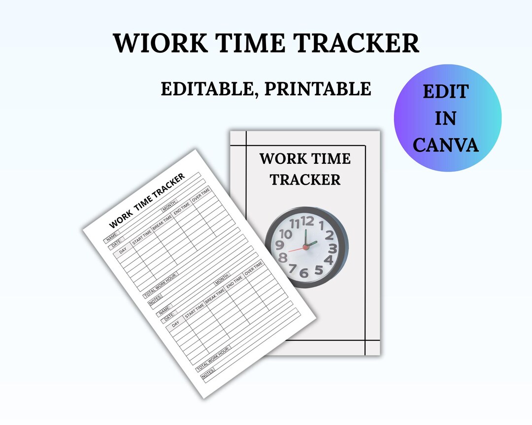 Work Time Tracker Printable | Daily and Weekly Planner | Time ...