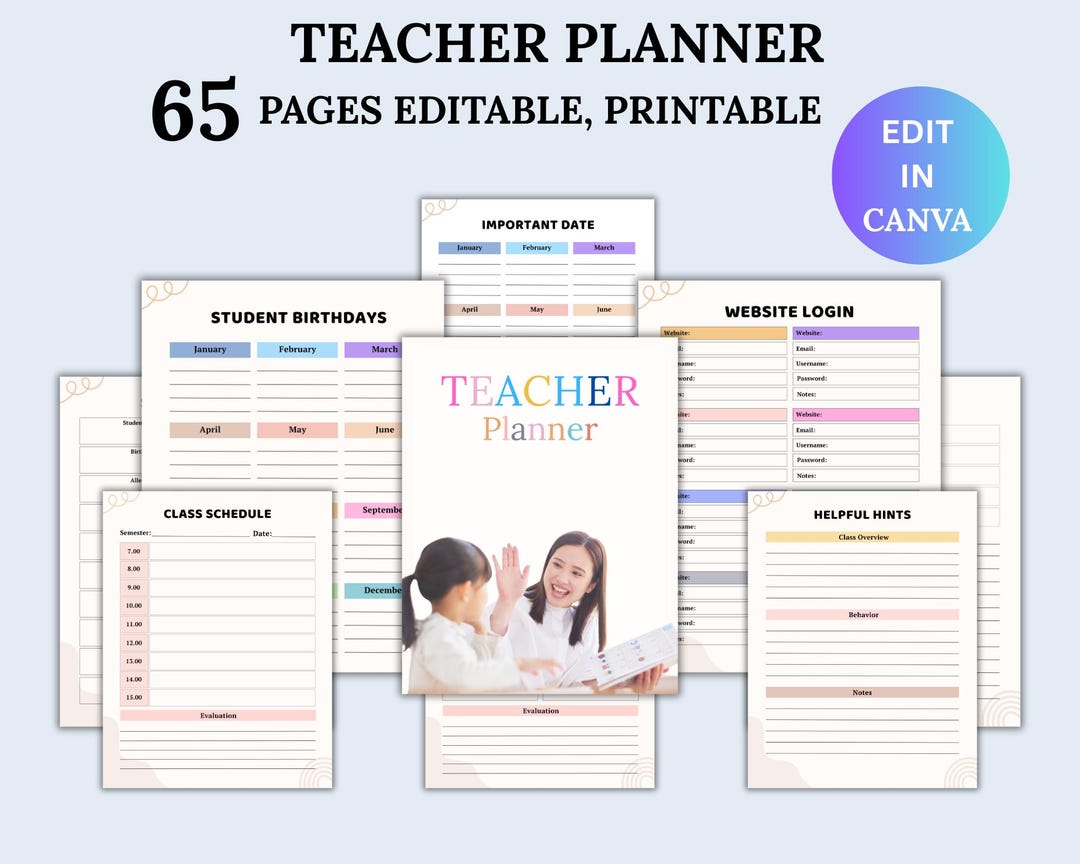 Teacher Planner Printable | Lesson Plan and Grade Tracker | Class ...