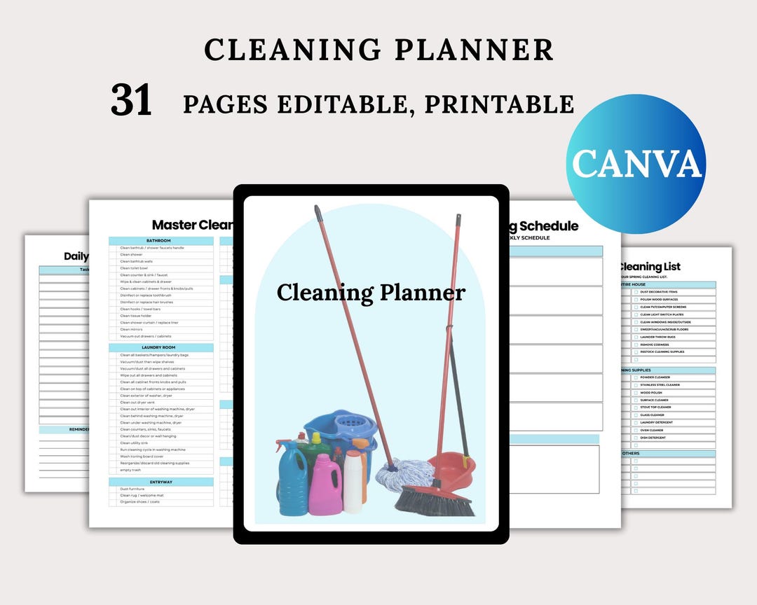 Ultimate Cleaning Planner | Room-by-room Checklist & Schedule ...