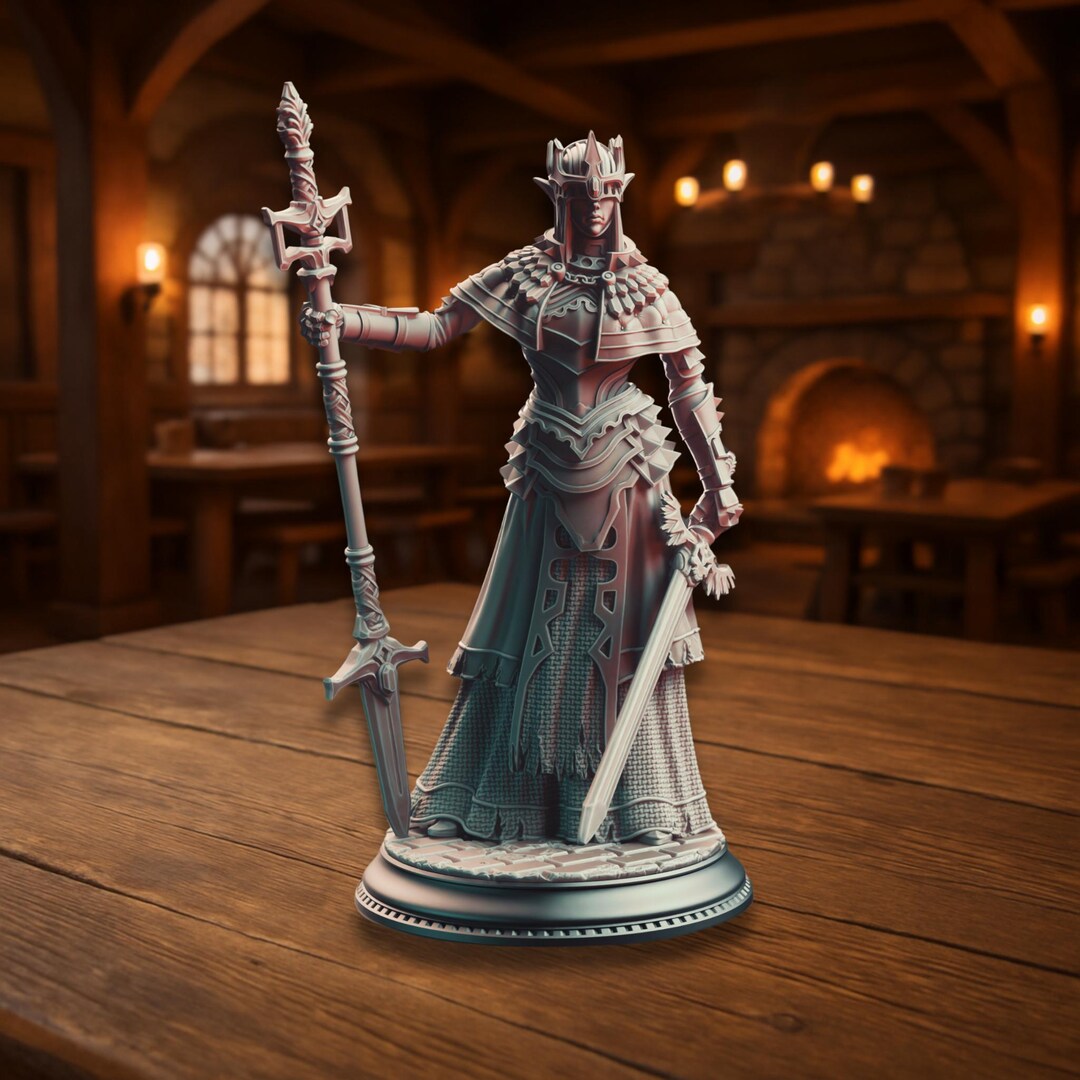 Female Half-elf Cleric Miniature - 32mm and 75mm 3d Resin Printed Mini ...