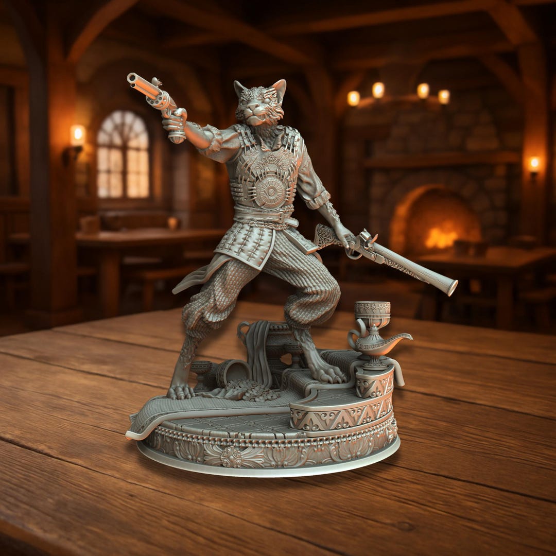 Male Beastfolk Gunslinger, Ranger Miniature - 32mm and 75mm 3d Resin ...