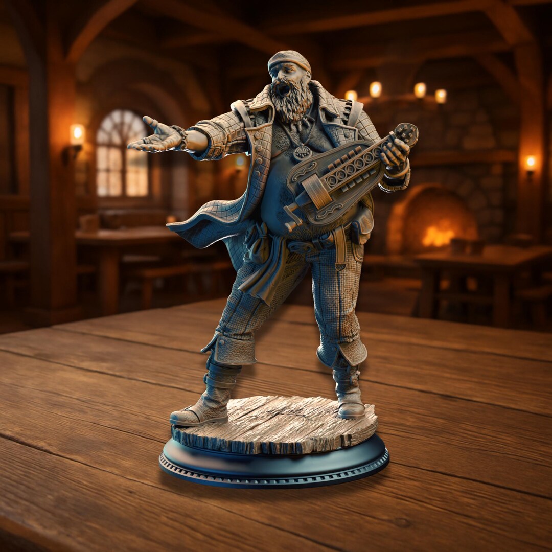 Pirate Bard Dnd Miniature 3D Print for Painting, Dungeons and Dragons ...