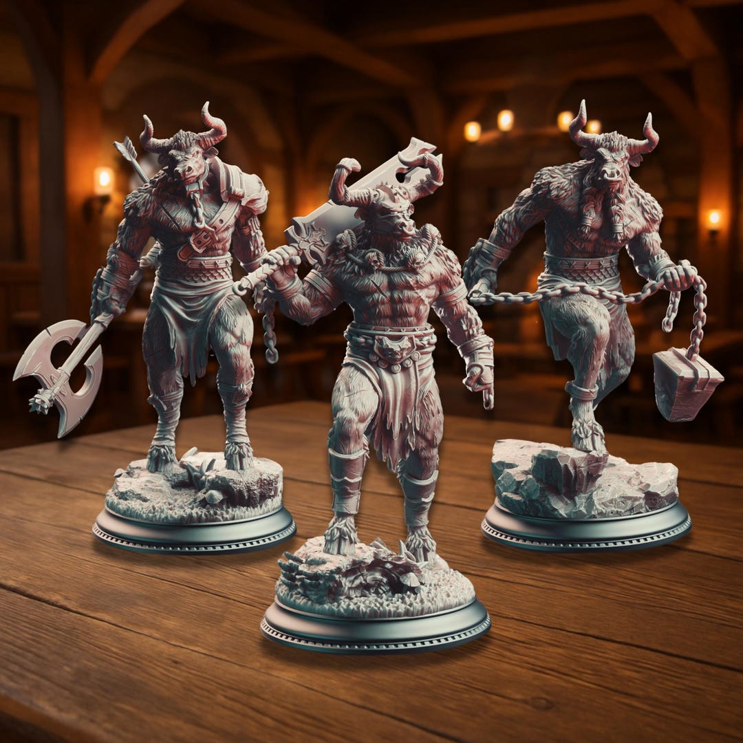 Minotaur Barbarian, Fighter Dnd Miniature 3D Print for Painting ...