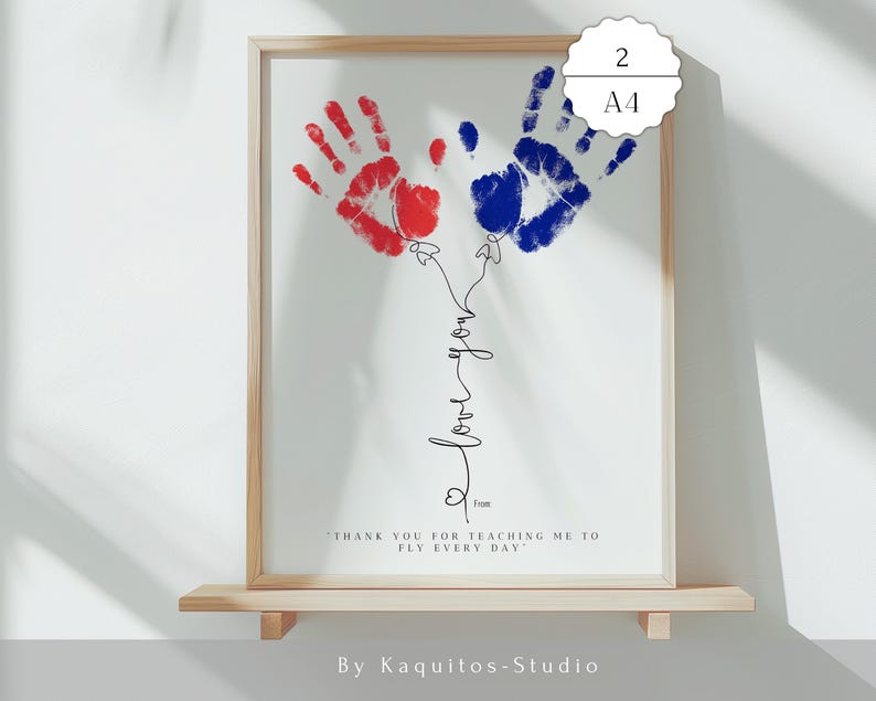 Daddy Handprint Balloon Art – 2-hand Printable Gift for Father’s Day ...