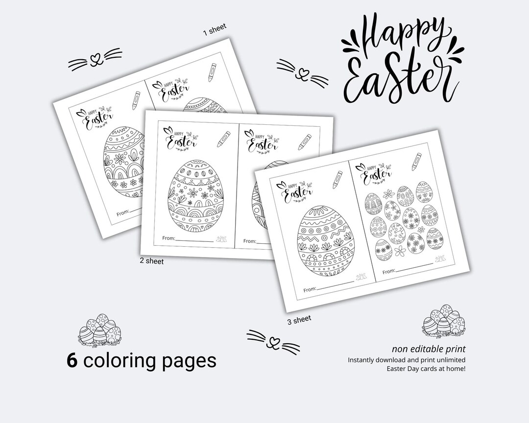 Printable Easter Egg Coloring Pages – 6 Fun Designs for Kids – Instant ...