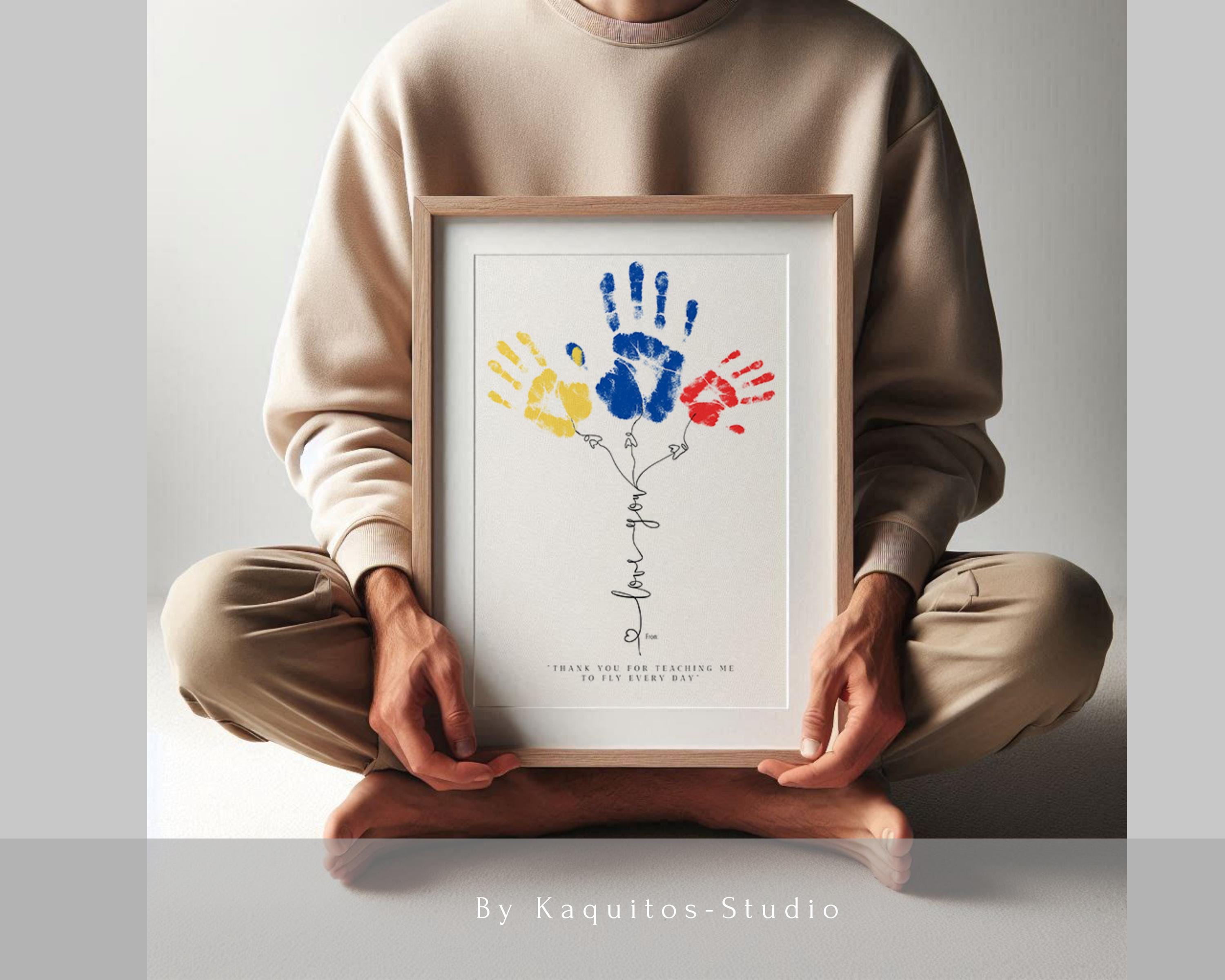 Daddy Handprint Balloon Art – 3 Hands Printable Father’s Day Gift | A3 ...