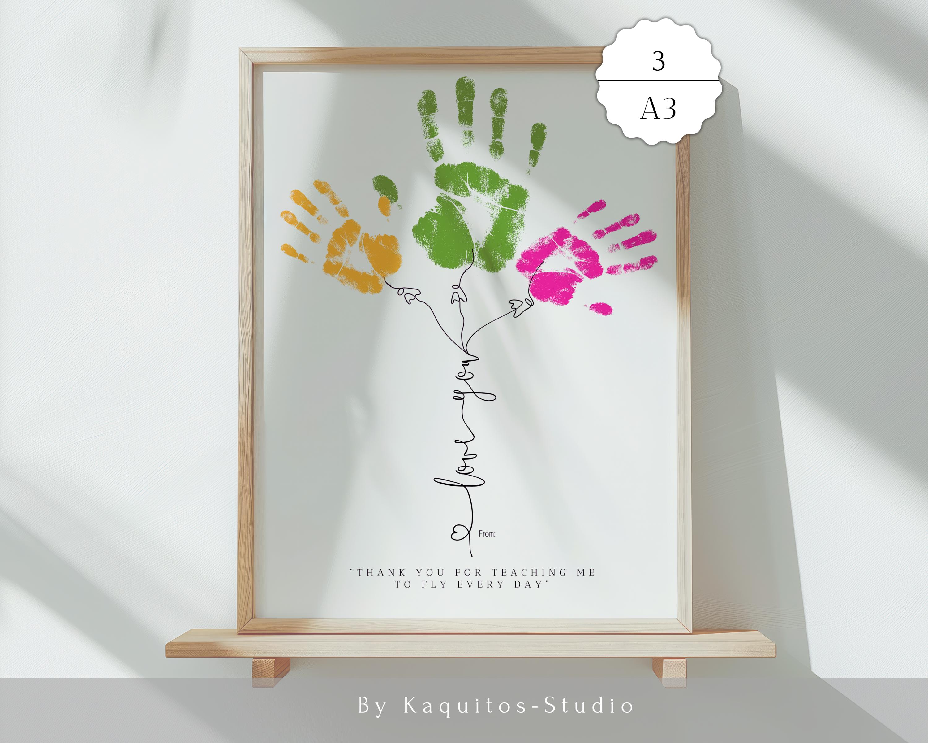 Daddy Handprint Balloon Art – 3 Hands Printable Father’s Day Gift | A3 ...