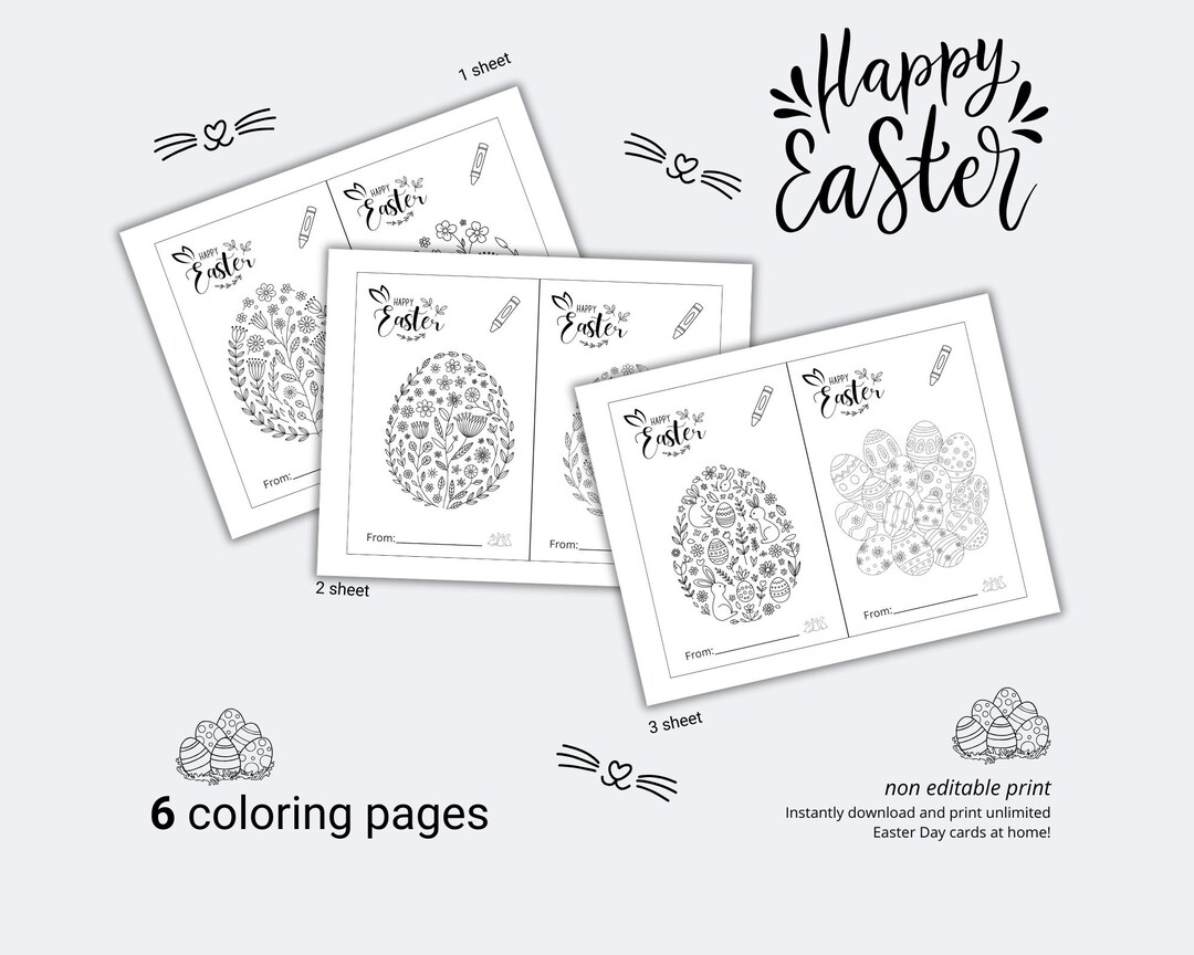 Printable Easter Egg Coloring Pages for Kids – Digital Download PDF ...