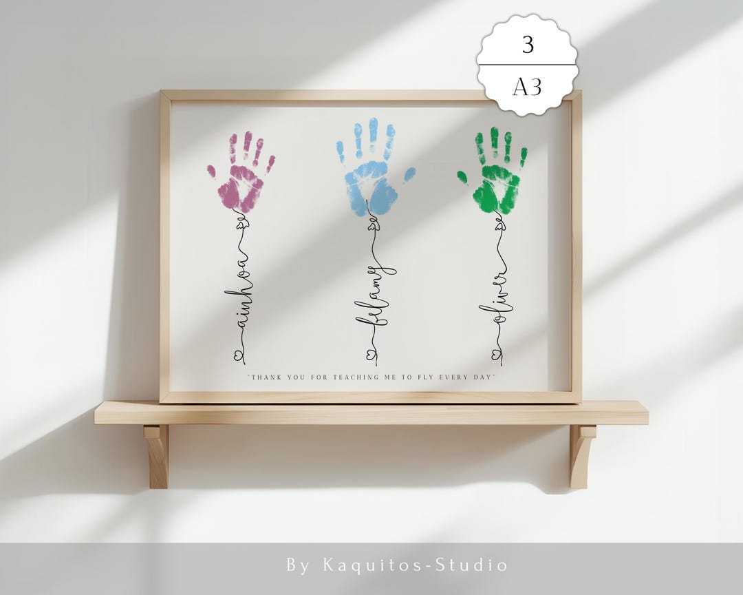 Daddy Handprint Art With Three Names – Personalized Balloon Printable ...