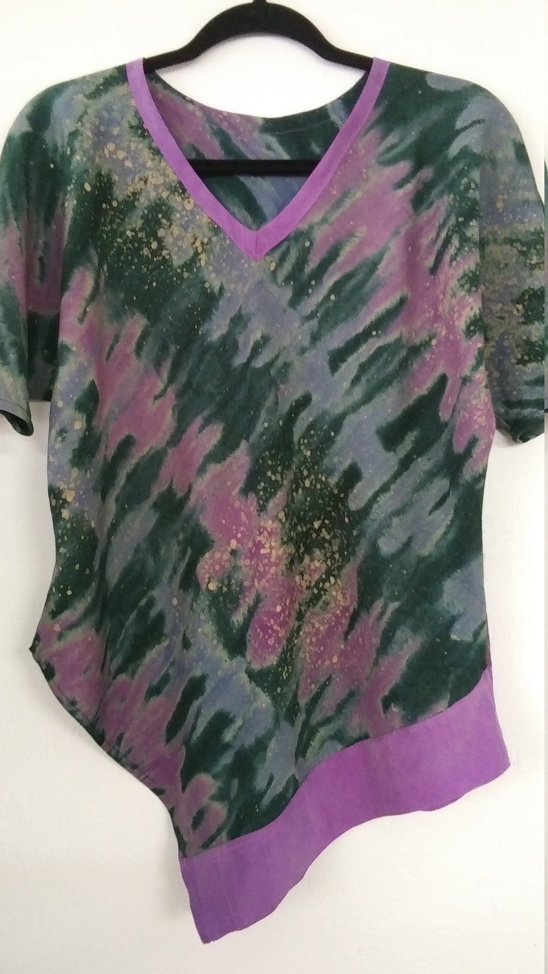 Hand Made Batiked Diagonal and Bias Cut Tunic-soft Rayon-deep Greens ...