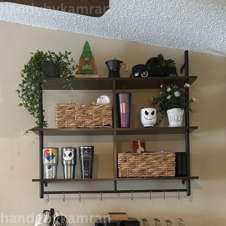 3 Tier Wall Mounted Pipe Shelf | Wall Mounted Storage Rack | Kitchen ...