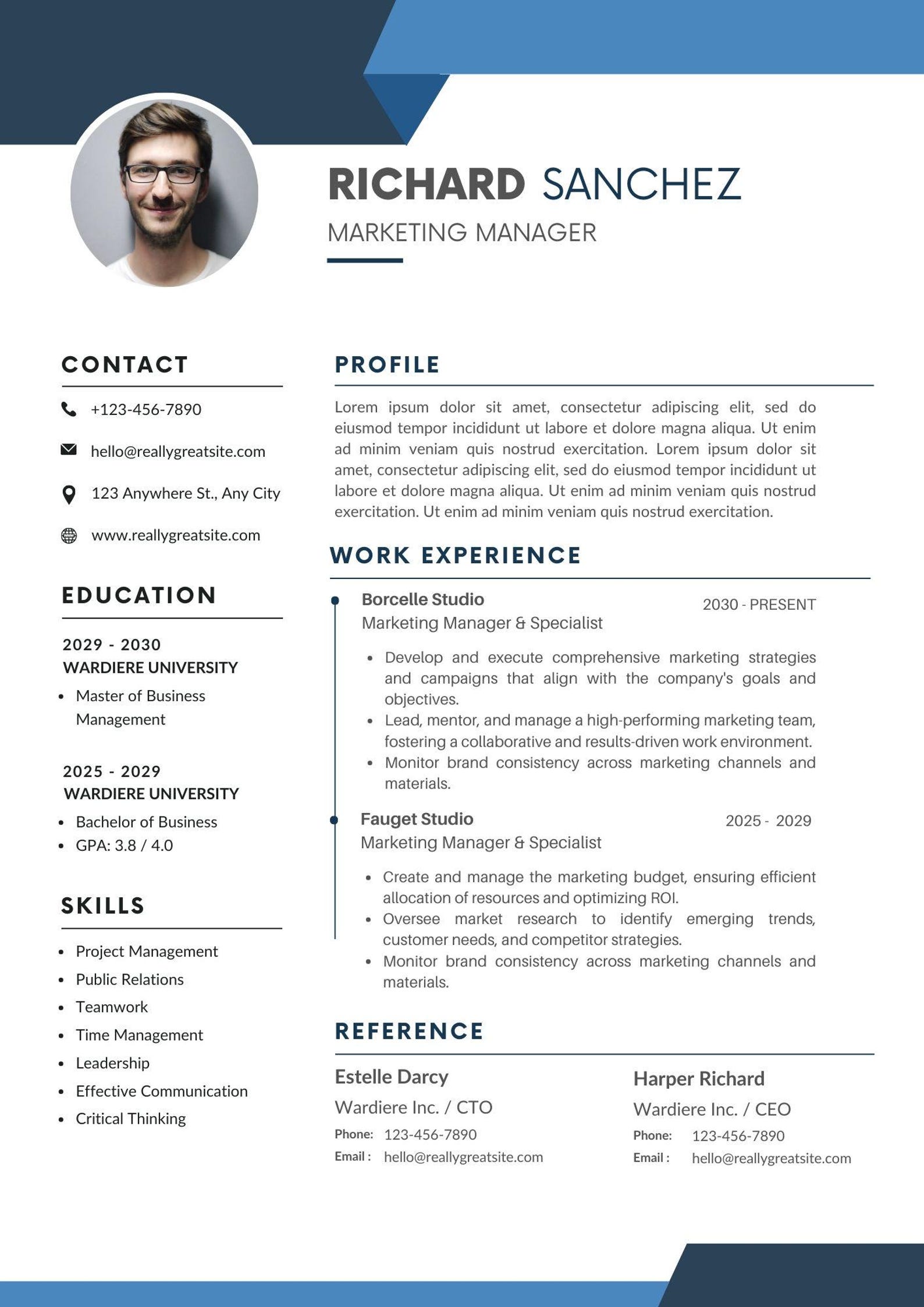 CV Template, Resume Template, CV and Resume - Etsy