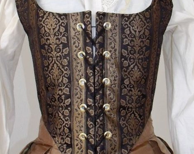 Renaissance Medieval Steel Boned Damask Bodice 36 30 Etsy