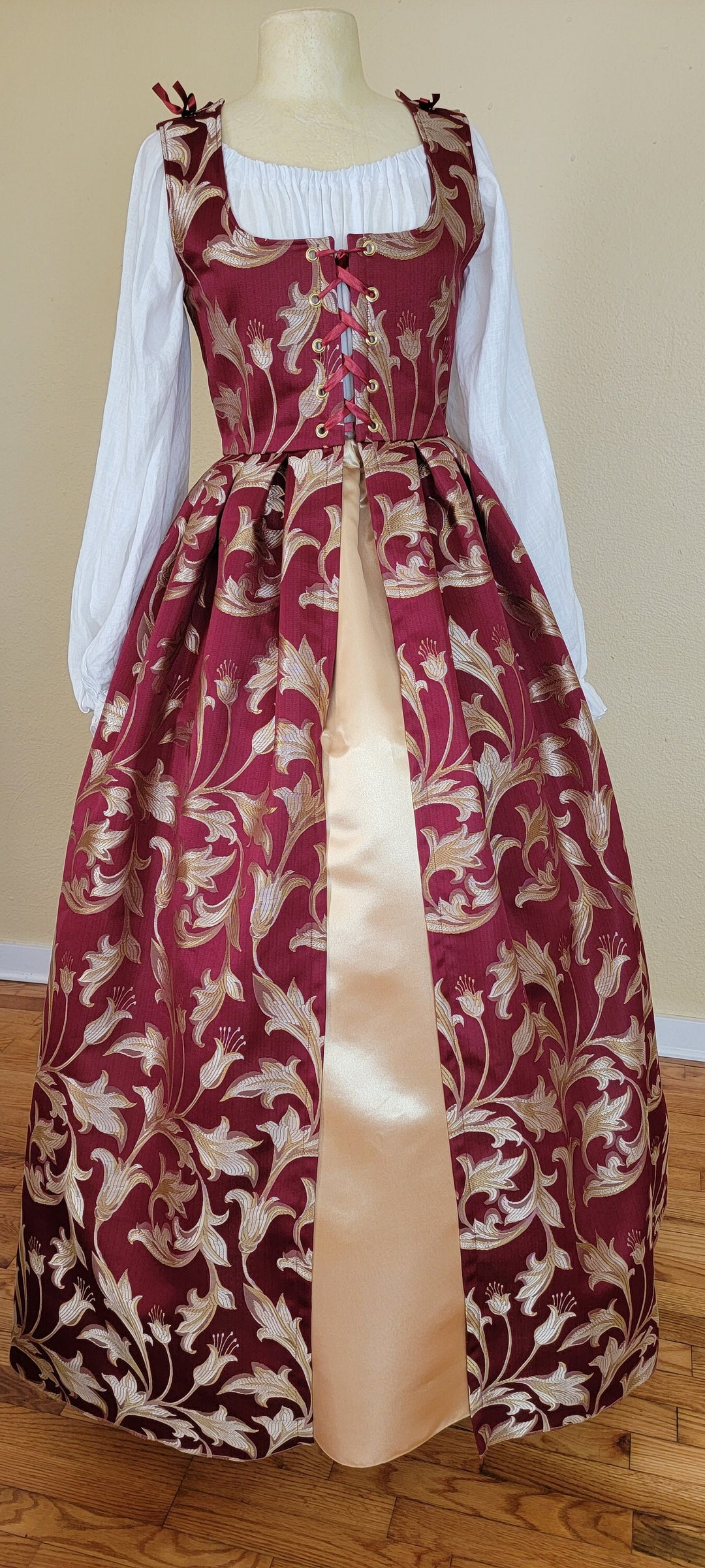 Burgundy and Gold Renaissance Dress - Etsy