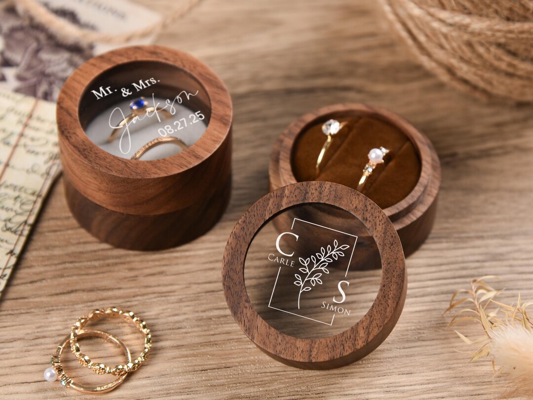 Personalized Wooden Wedding Ring Box, Engagement Ring Box, Proposal ...