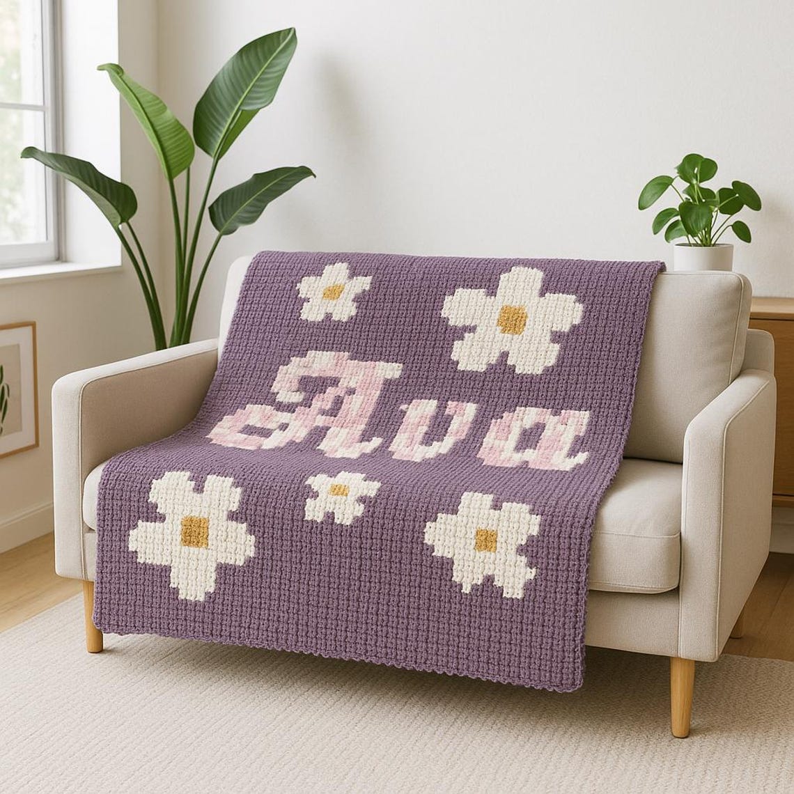 Groovy Custom Crochet Name Blanket, Personalized Chart, Large Throw ...