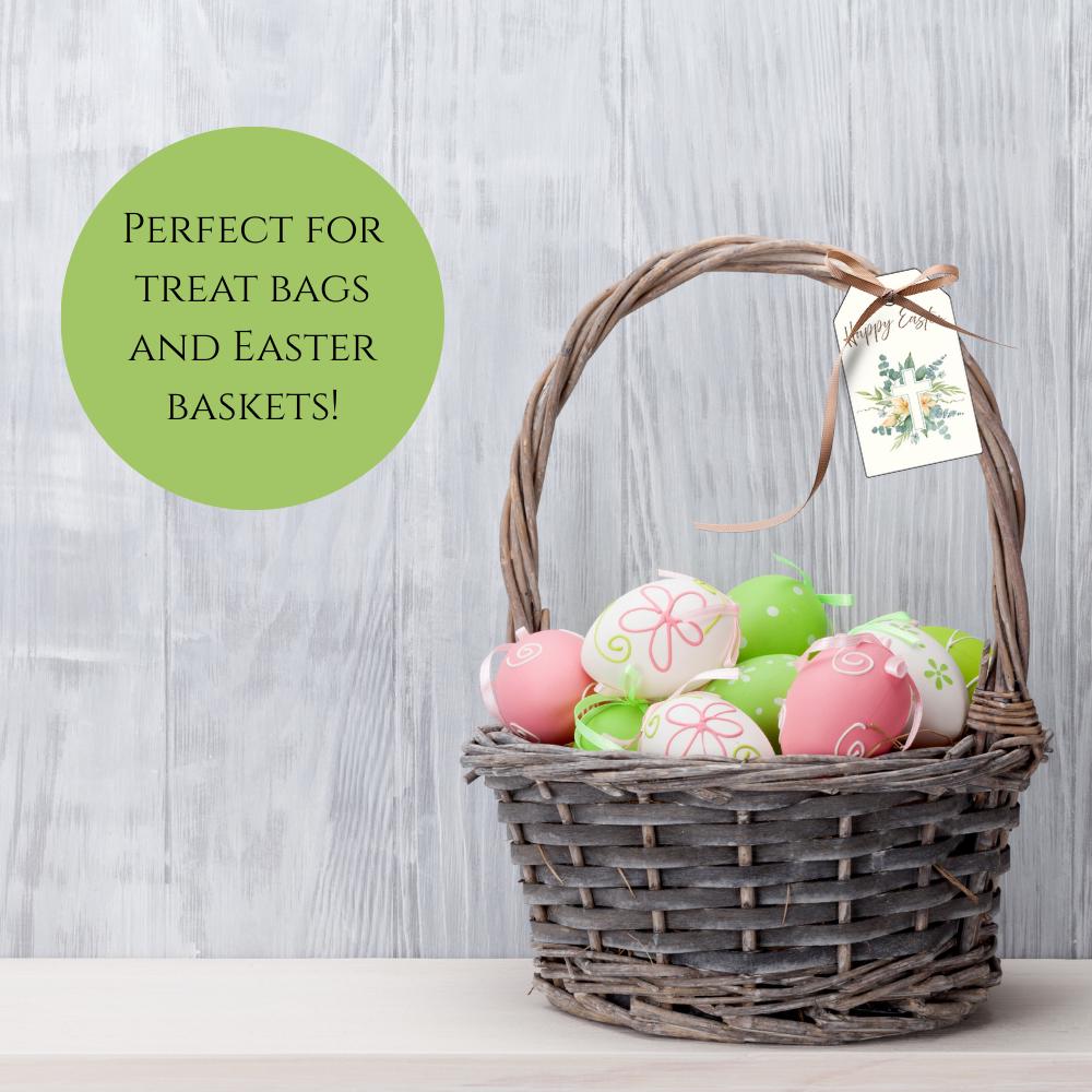 Happy Easter Treat Tags Easter Basket Tags Gift Tags | Christian Cross ...