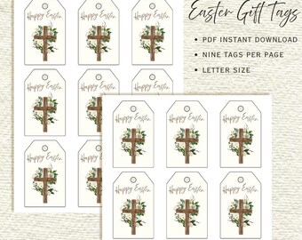 Happy Easter Treat Tags Easter Basket Tags Gift Tags | Christian Cross ...