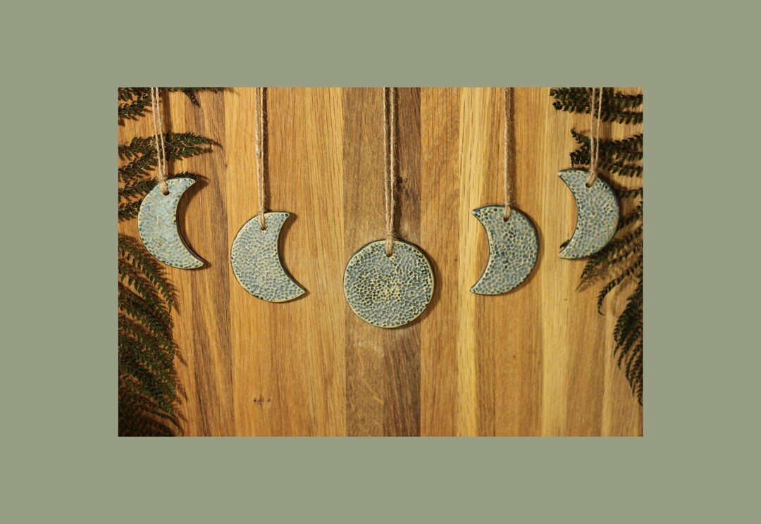Ceramic Moon Phases Whimsical Wallhanging - Set of Five Moons - Etsy