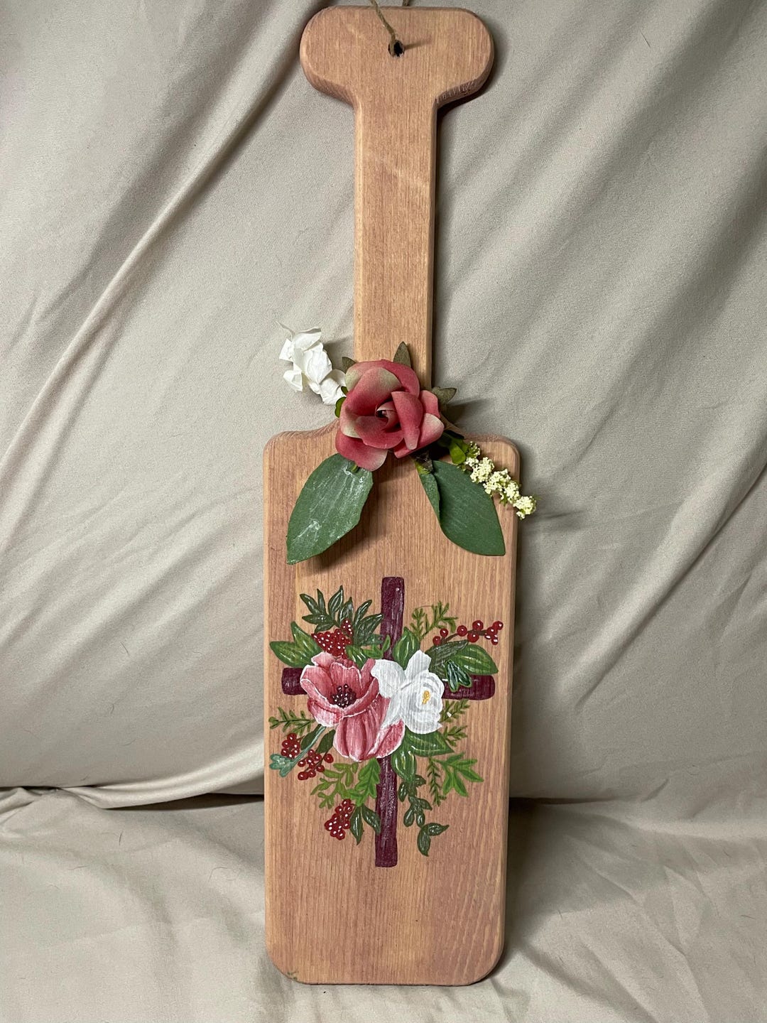 Maroon Cross With Flowers - Etsy