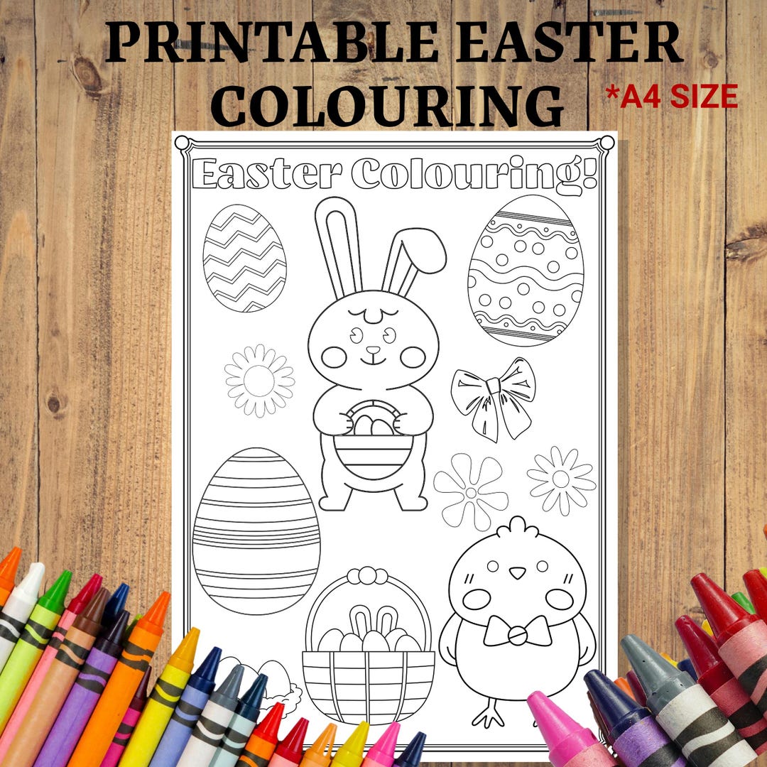 PRINTABLE EASTER COLOURING - A4 Size - Instant Easter Fun - Print as ...