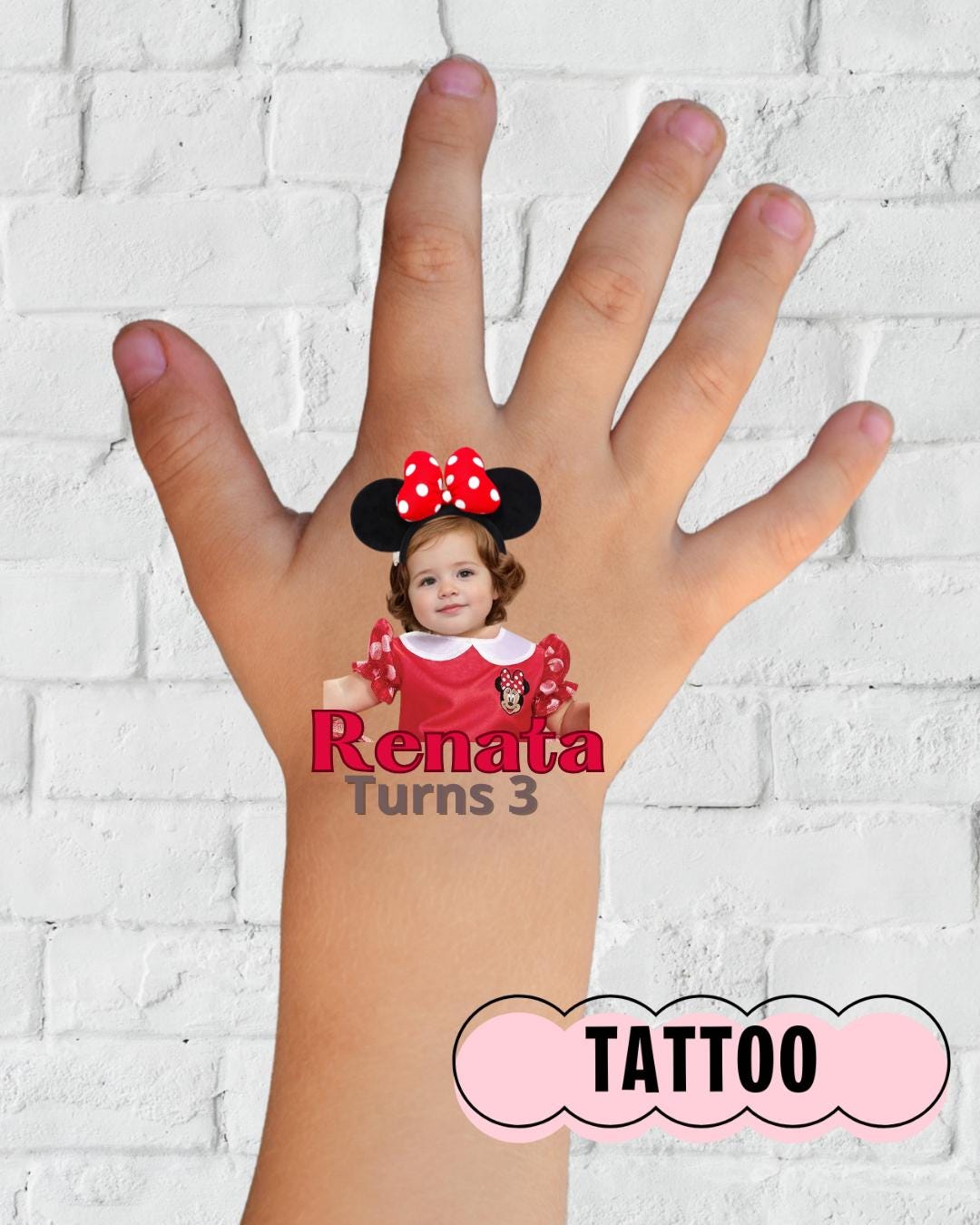 Minnie Mouse Birthday Temporary Tattoos, Personalized Party Favors - Etsy