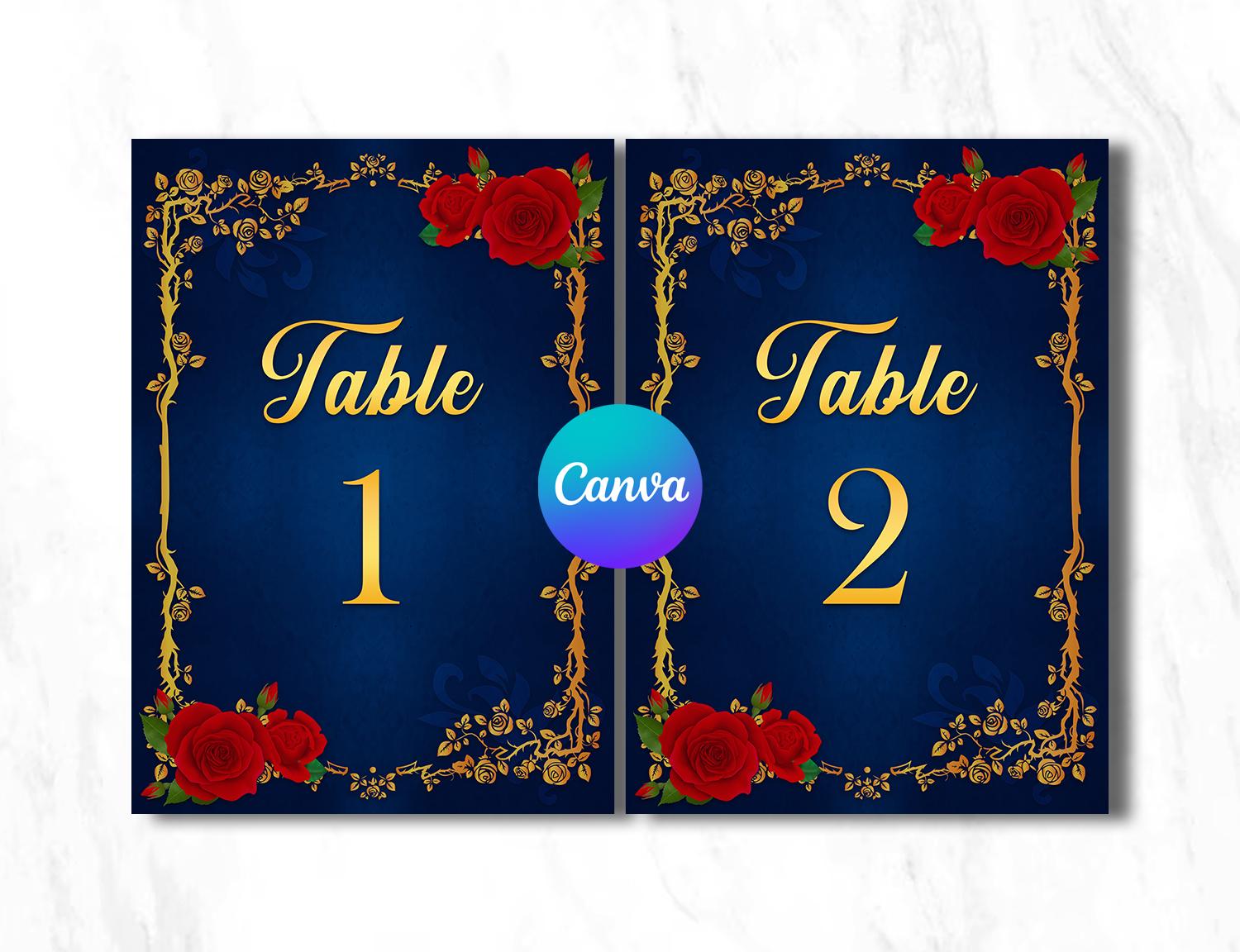 Beauty and the Beast Table Numbers: Fairy Tale Birthday Decor (digital ...