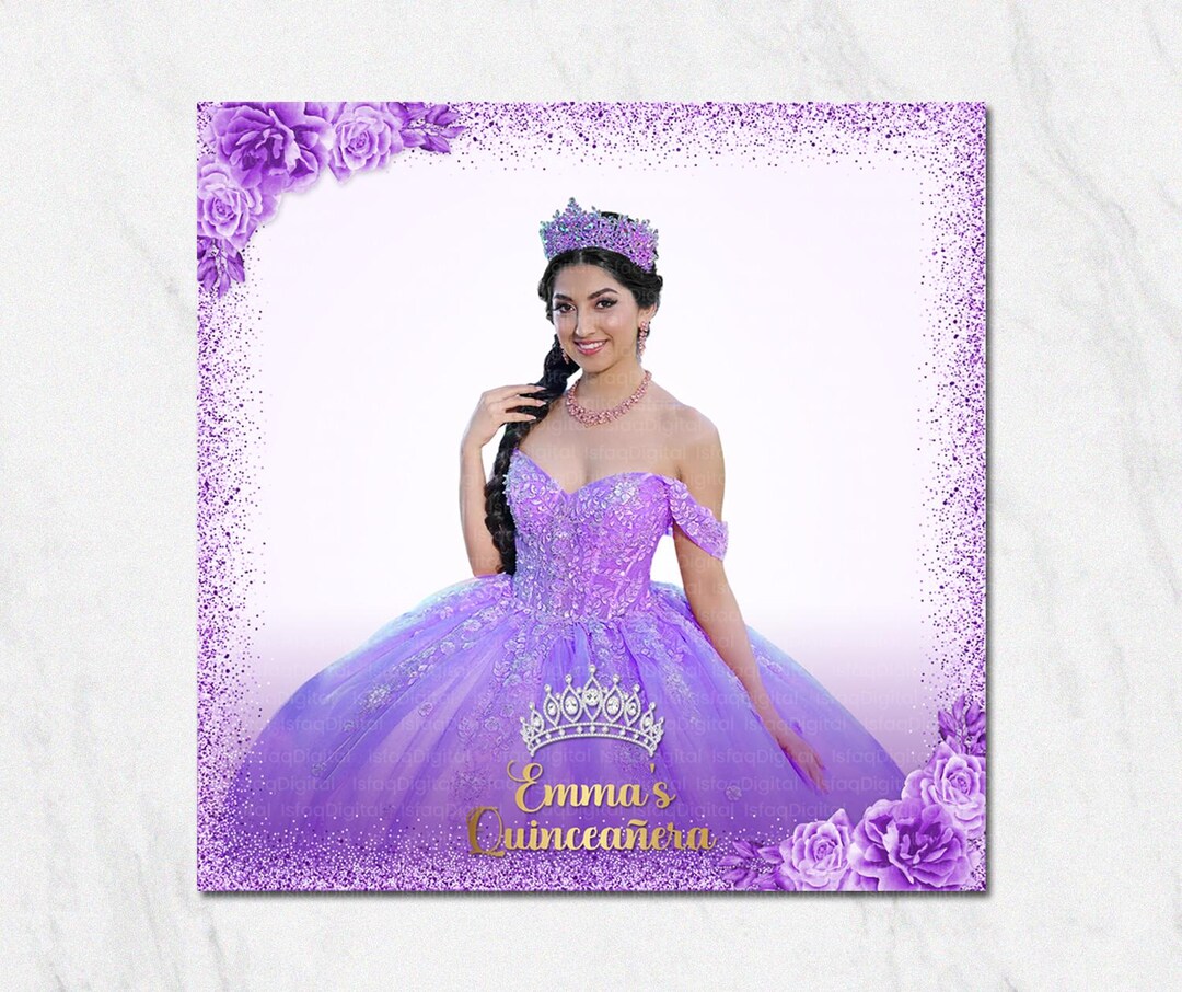 Elegant Purple Quinceañera 360 Video Booth Overlay - Glitter Crown ...