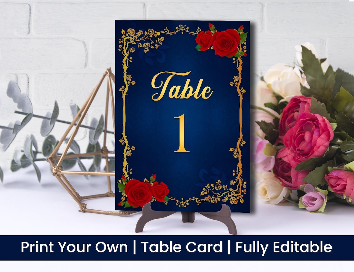 Beauty and the Beast Table Numbers: Fairy Tale Birthday Decor (digital ...