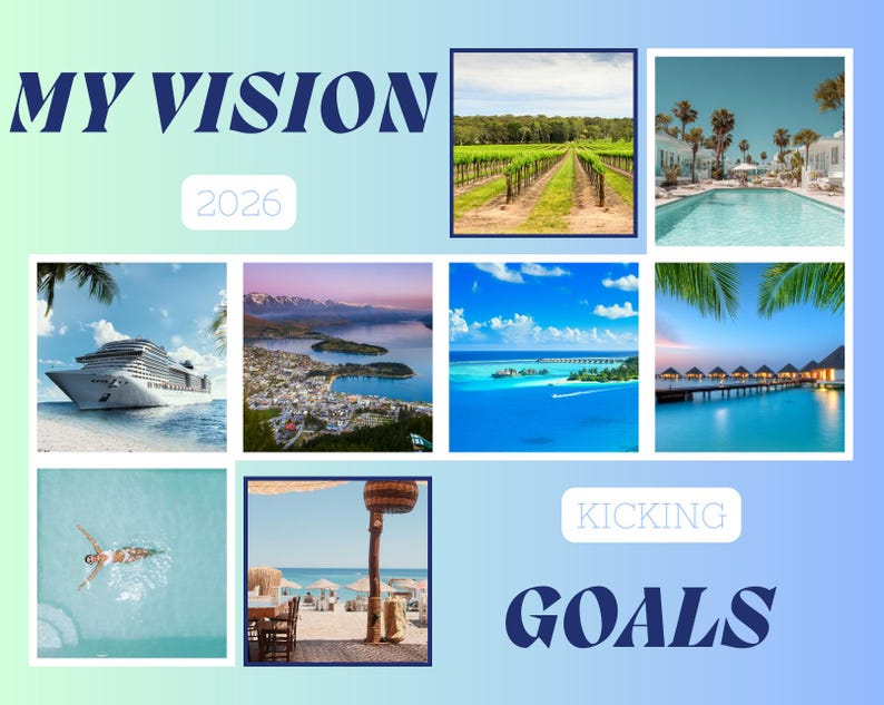 Custom 2026 Travel Vision Board Kit, (canva Free and Pro Templates) - Etsy
