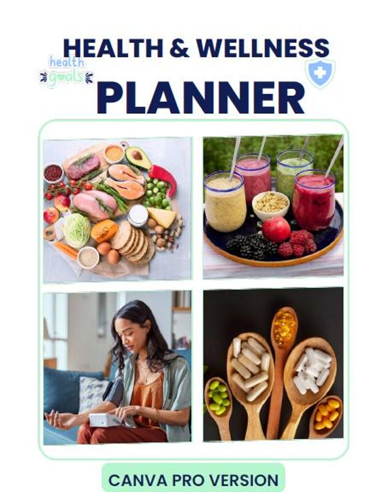 Health & Wellness Digital Planner Bundle: Editable Planner + Vision ...
