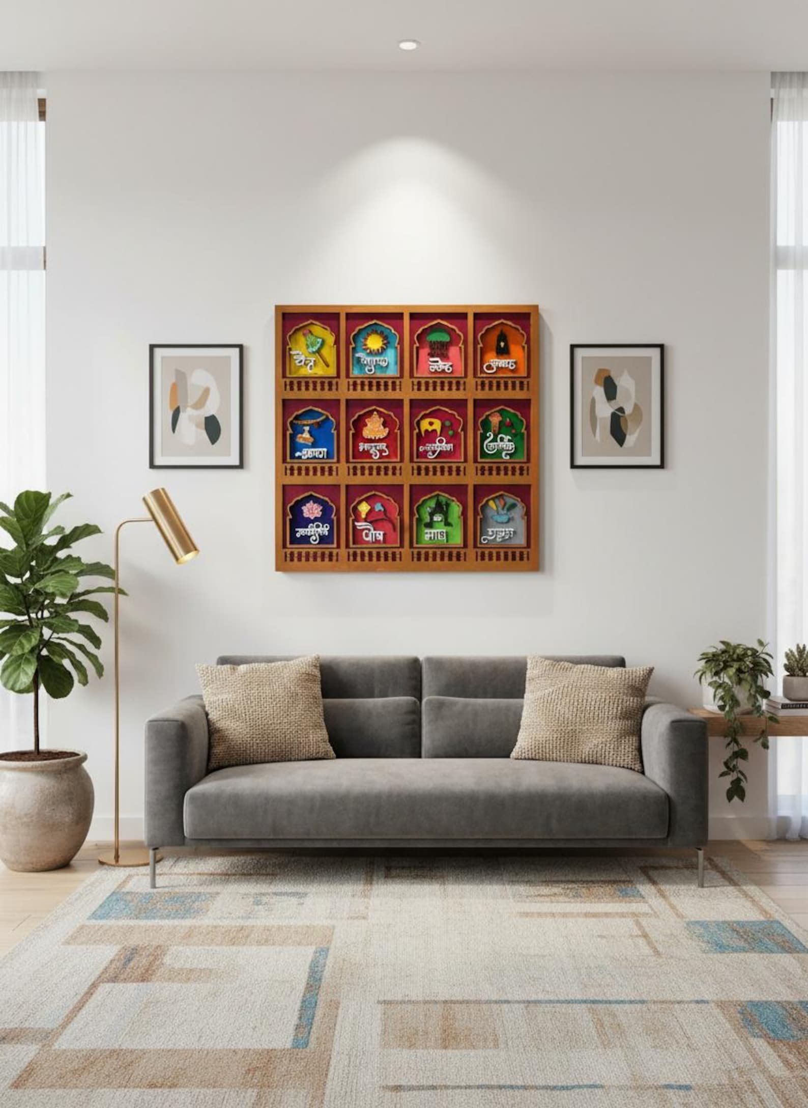 Marathi Months Calendar Wall Art: 3D Indian Folk Decor, 15 Inch - Etsy ...