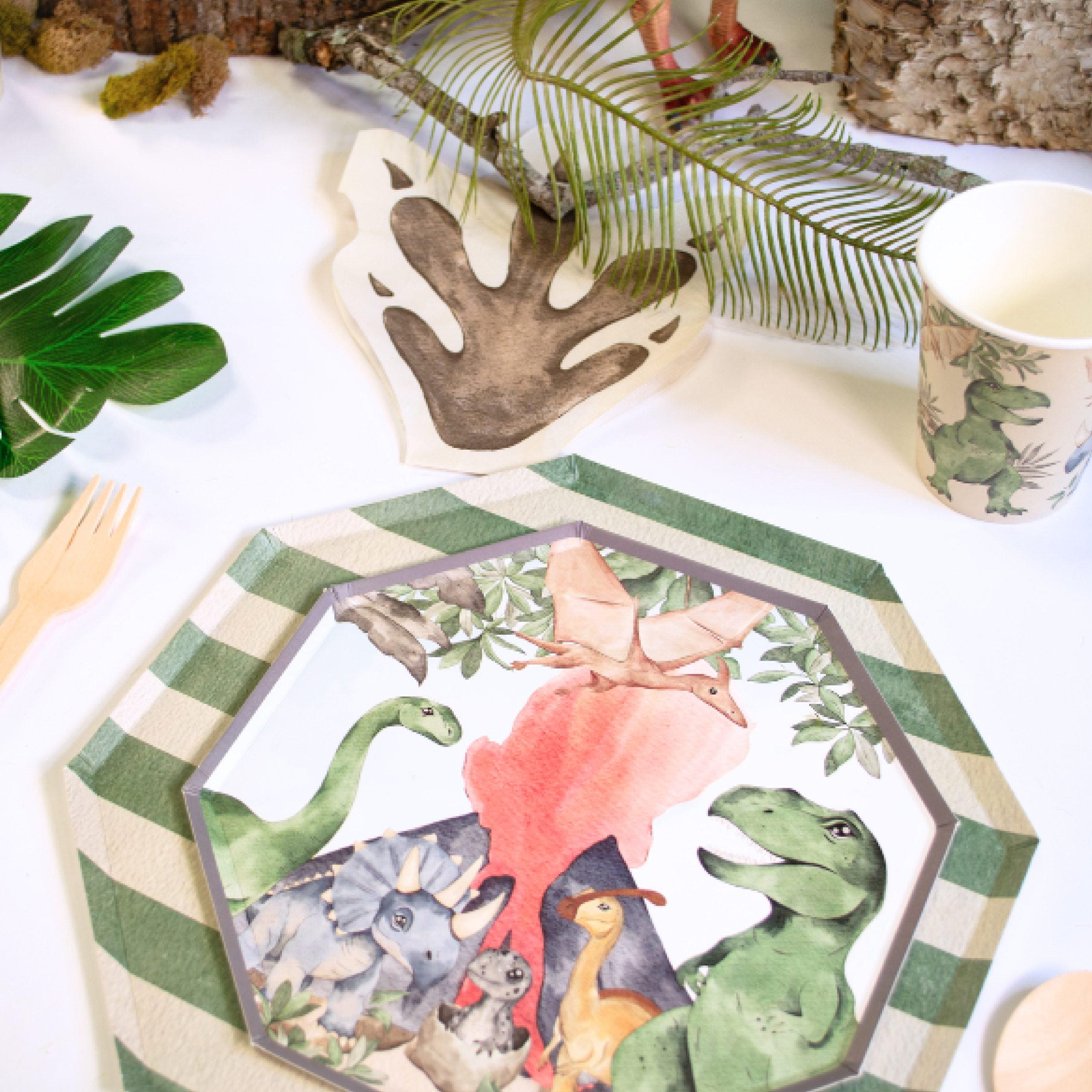 Dinosaur Birthday Plates - 8" | Volcano Tableware for Kids Dino Parties ...