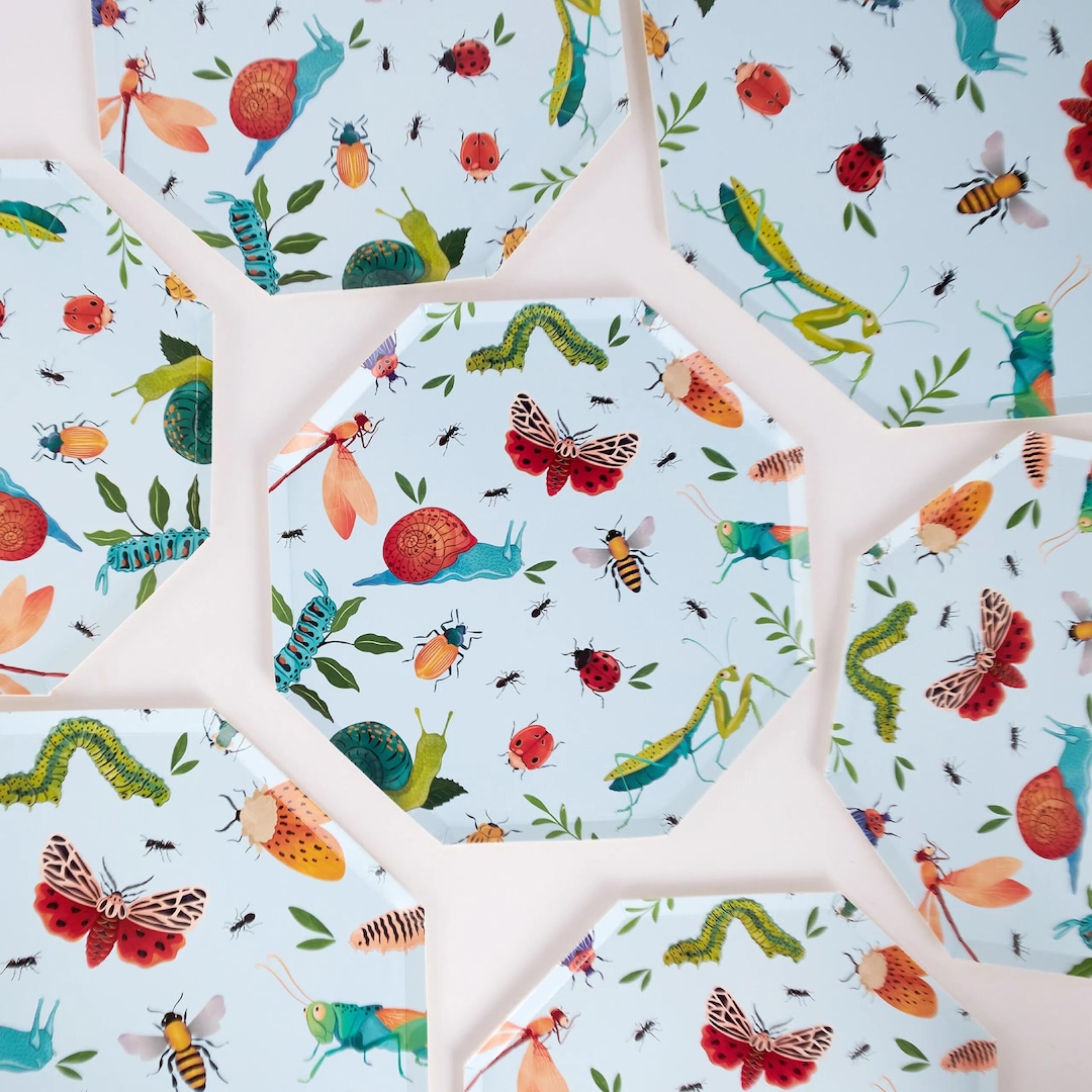 Bug Party Plates - 10" | Insect Garden Theme Paper Plates for Kids ...