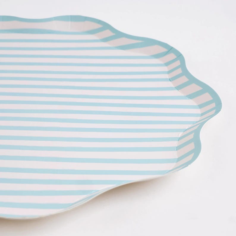 Teal & White Striped Party Plates - 10" | Classic Stripe Paper Plates ...