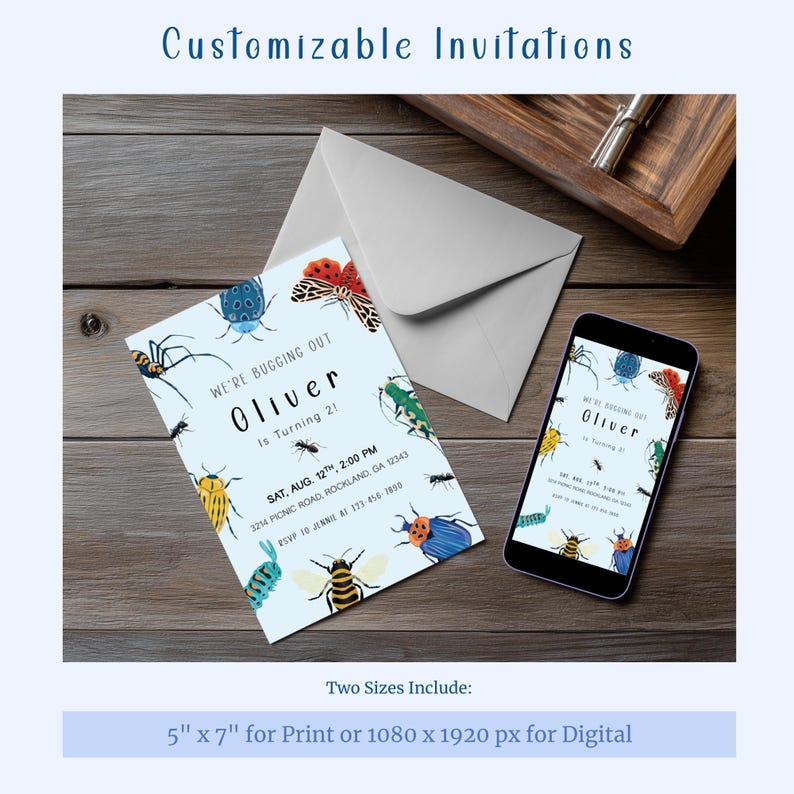 Bug Birthday Party Printable Bundle | Editable Bug Bash Corjl Digital ...