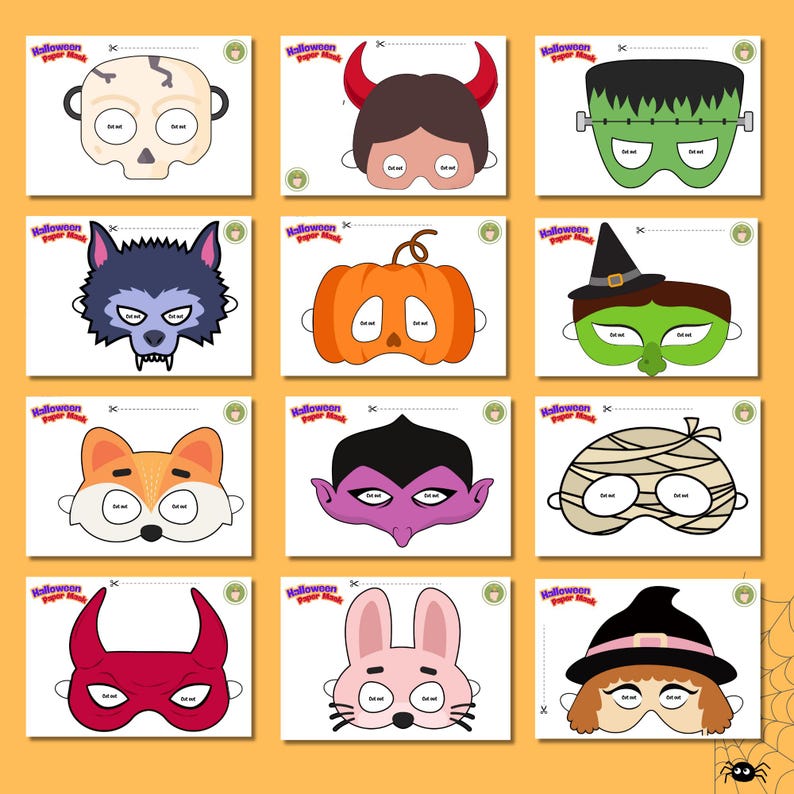 Printable Halloween Coloring Masks for Kids | DIY Craft Activity (PDF ...