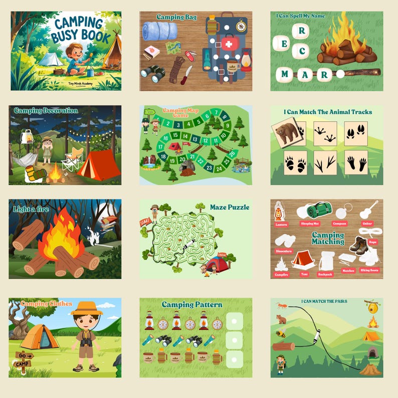 Camping Busy Book Printable for Toddlers | Montessori Preschool ...