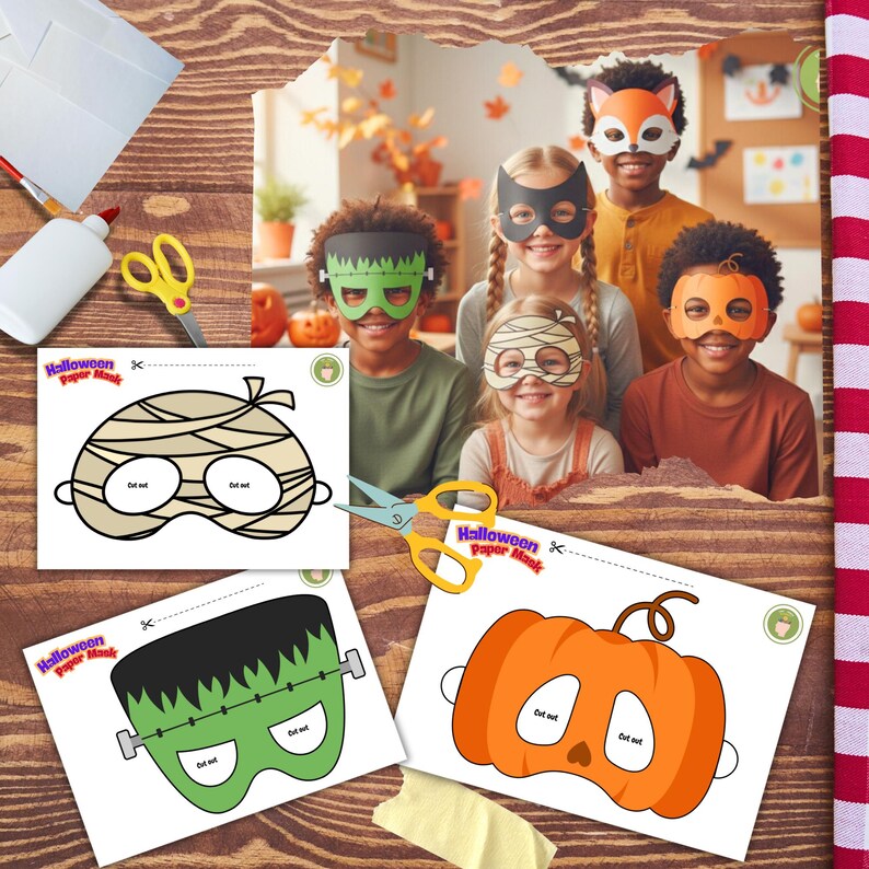 Printable Halloween Coloring Masks for Kids | DIY Craft Activity (PDF ...